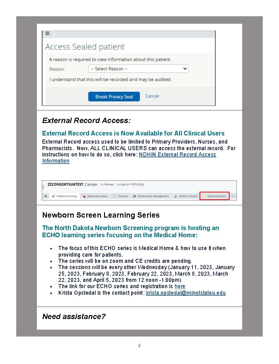 eBlast Newsletter | NDHIN | North Dakota Health Information Network